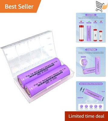 Rechargeable 3.7V 3000mAh Flat Top Battery for LED Flashlights ...