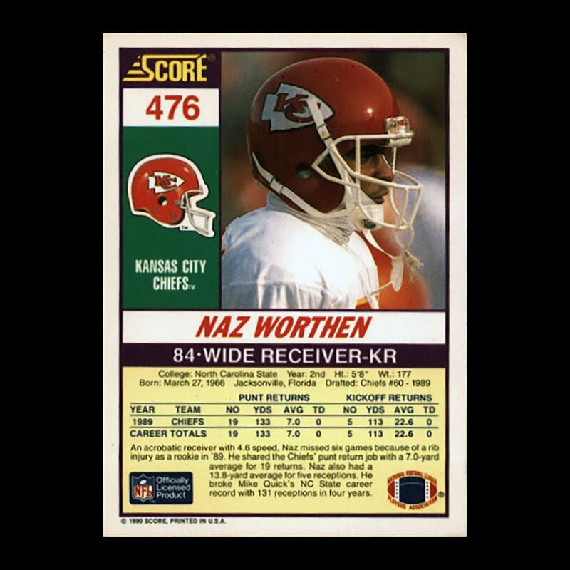 1990 Score Football #476 - Naz Worthen RC Kansas City Chiefs | eBay