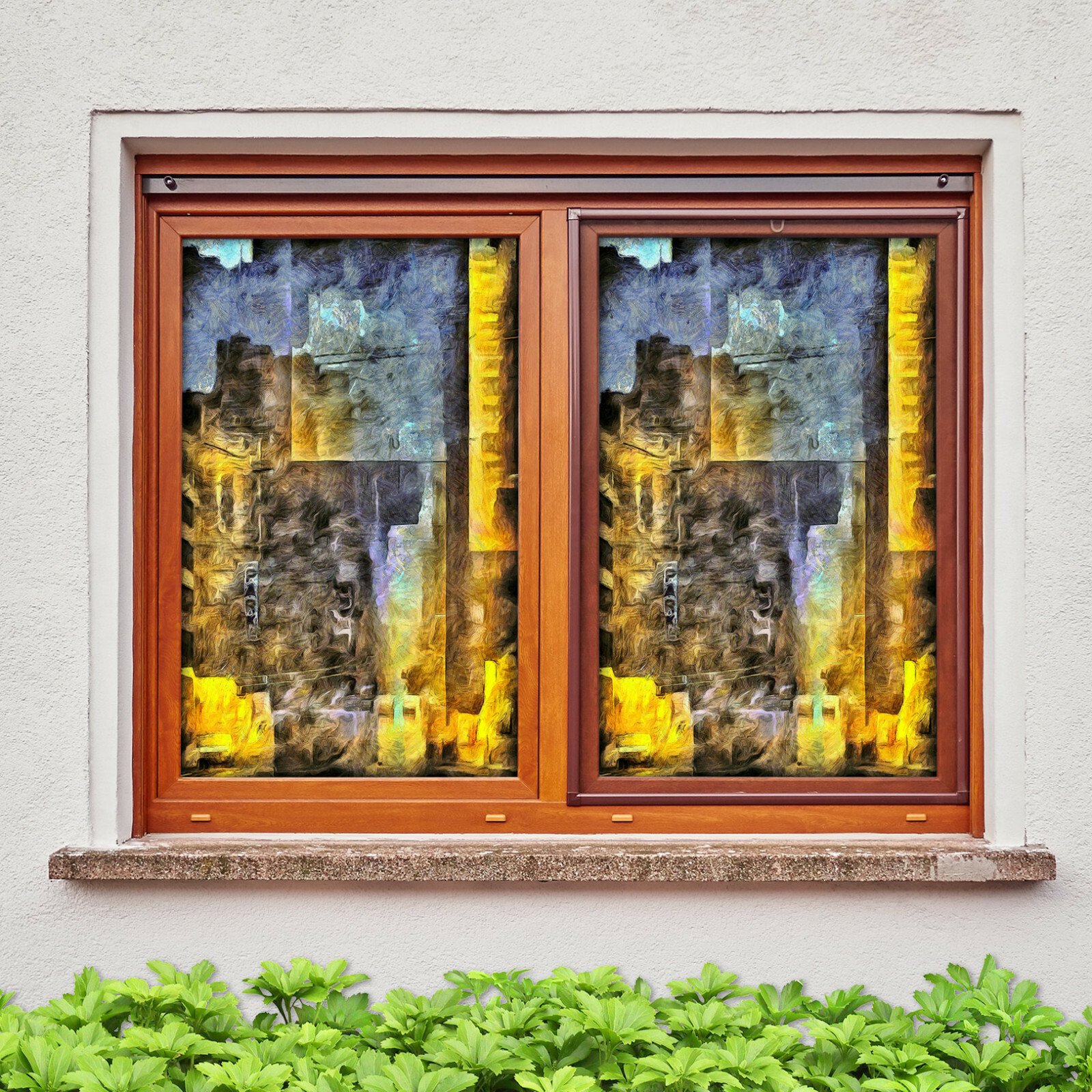 3D Yellow Abstract ZHUA841 Window Film Print Sticker Cling Stained ...