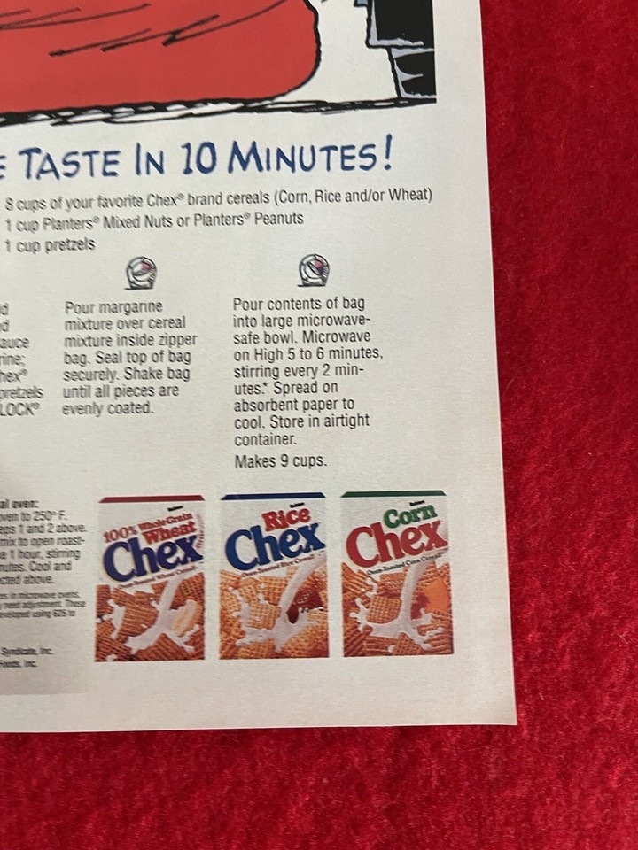 Vintage 1994 Chex Party Mix Print Ad Peanuts Charlie Brown Ad | eBay