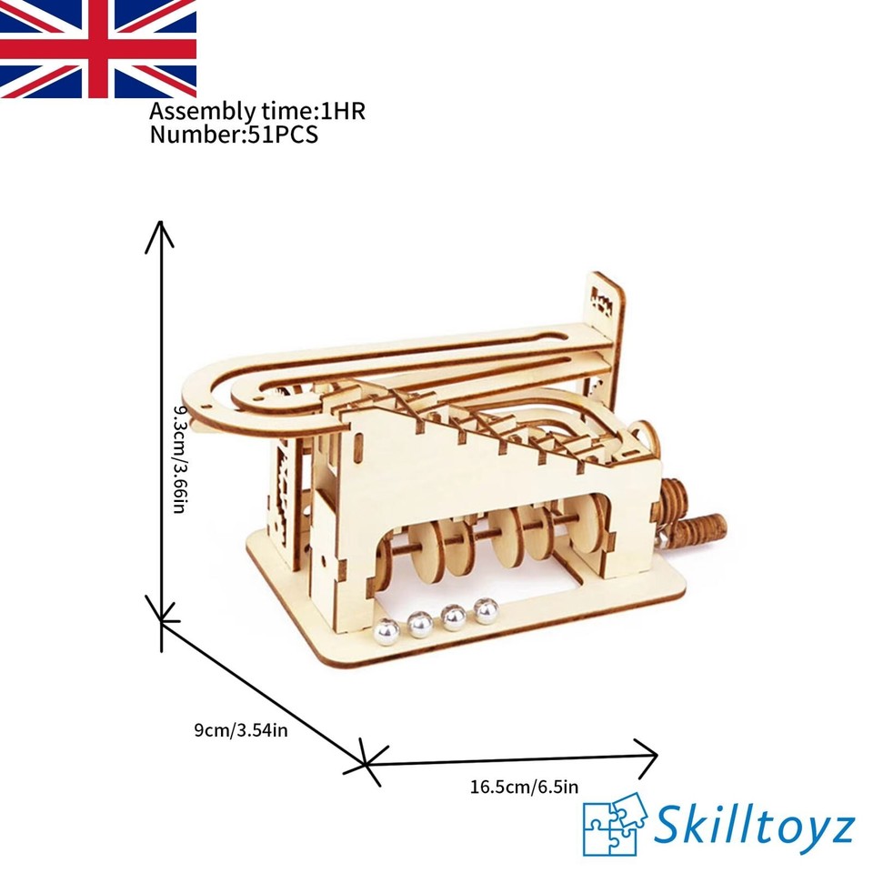 Marble Run Moving Wooden Model Kit DIY 3D Laser Cut Self Assembly Fun ...