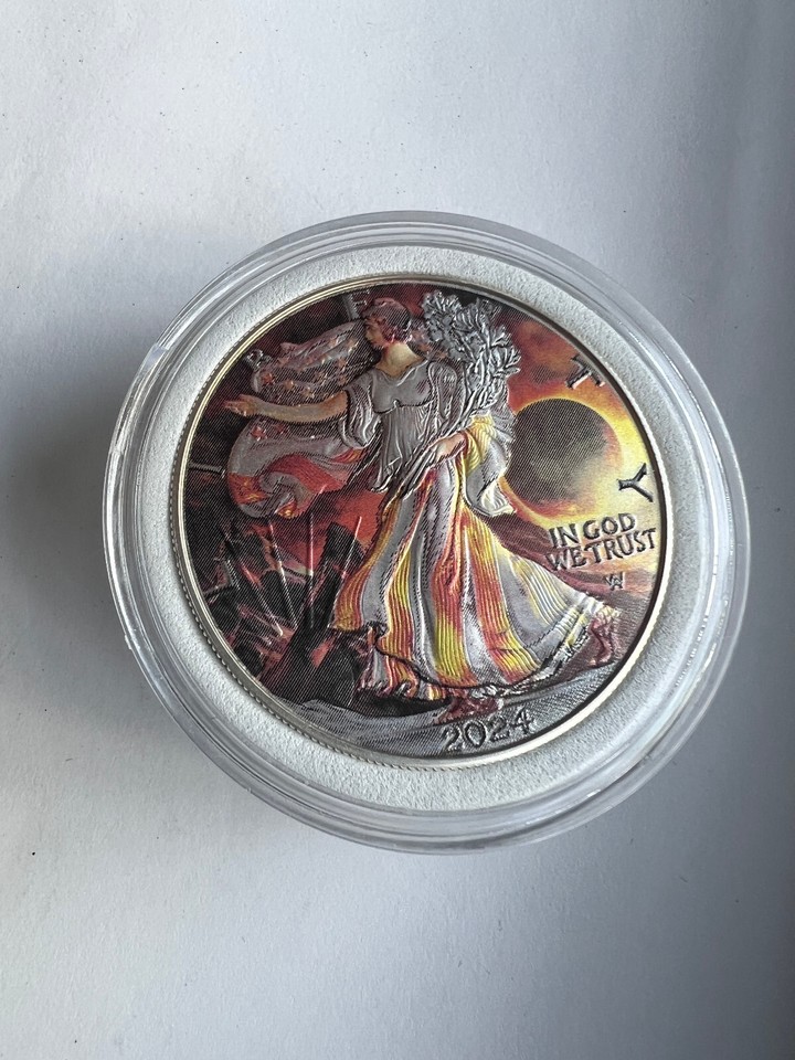 Beautiful Solar Eclipse Colorized American Silver Eagle 1oz 99% Silver ...