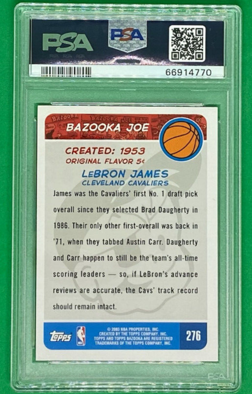2003 BAZOOKA LEBRON JAMES ROOKIE CARD RC #276 PSA 7 NM NEWEST LABEL QR ...