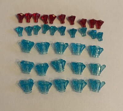 Lego Gem Lot 35 Total: 15 Trans Blue 4 Point Crystals - 10 Trans Blue ...