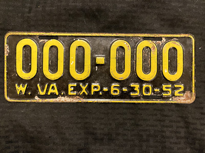 Rare 1952 West Virginia Sample License Plate | eBay
