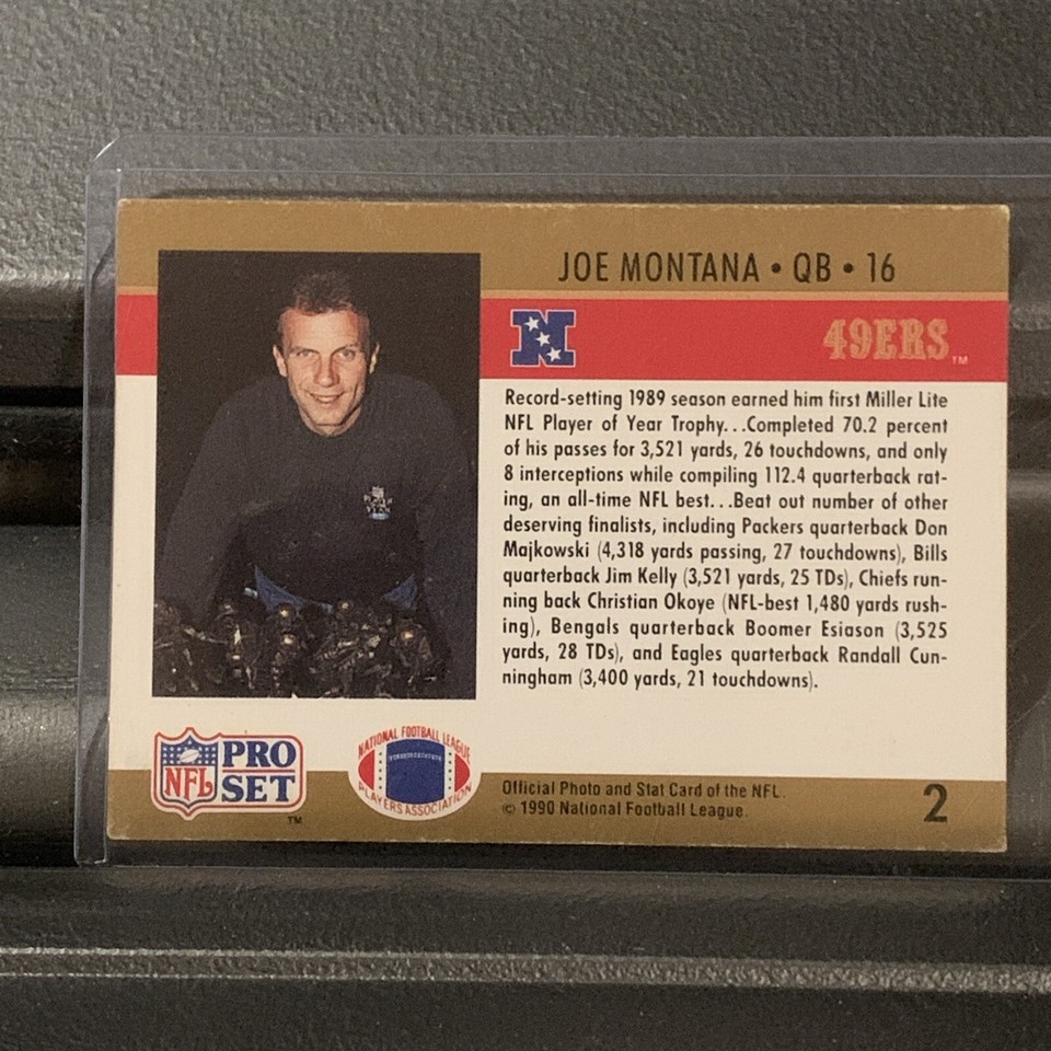 1989 Pro Set Joe Montana NFL Player of the Year MULTIPLE ERRORS Card ...