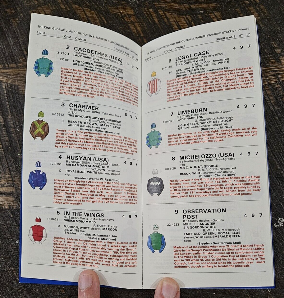 1990 Royal Ascot Diamond Day Horse Racing Program In The Wings ...