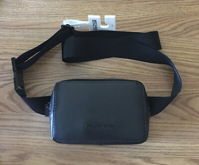 MICHAEL KORS Nylon Belt Leather Waist Bag Fanny BLACK Boxy 556366C L/XL ...