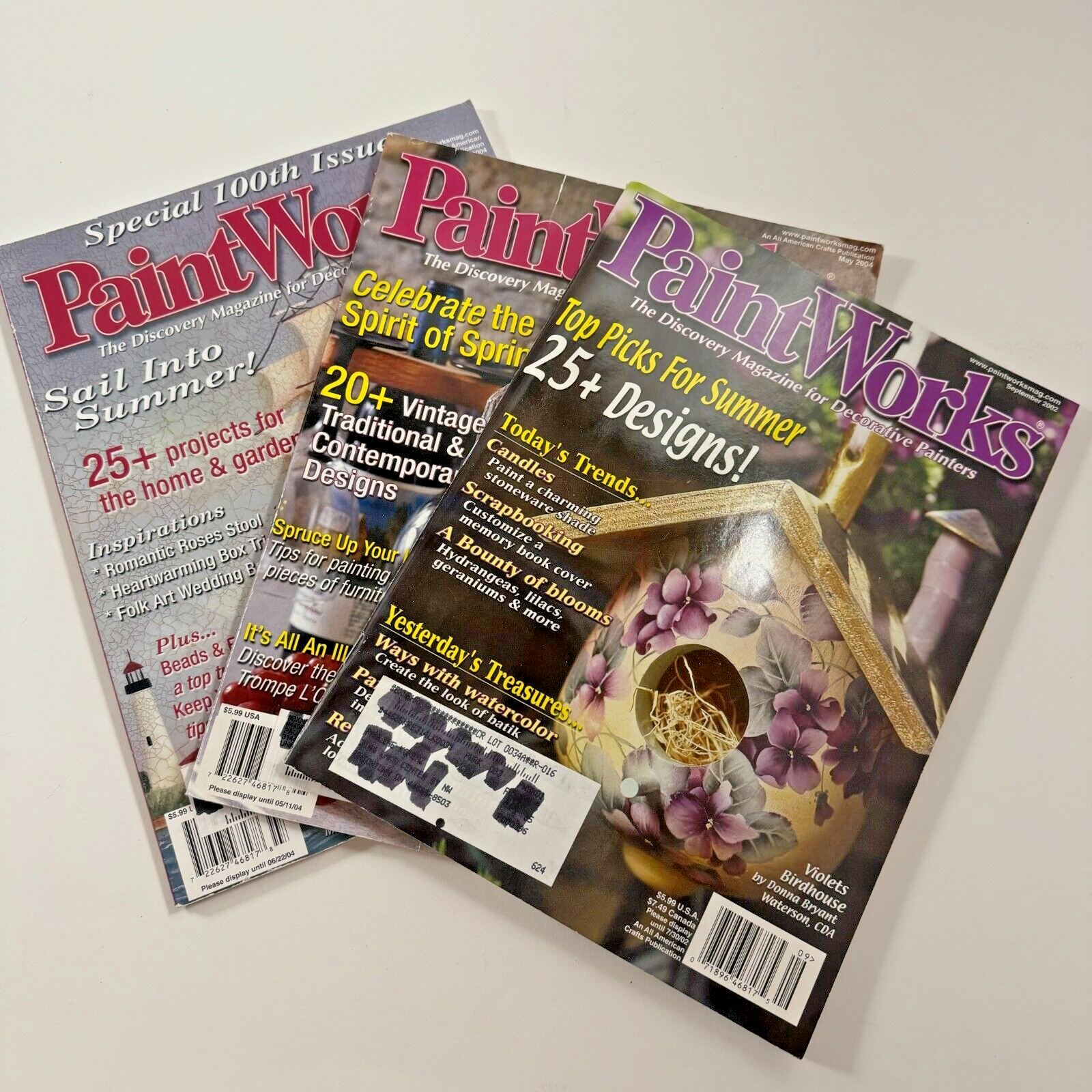 PaintWorks Magazine Lot of 3 Tole Painting September 2002 May 2004 July ...