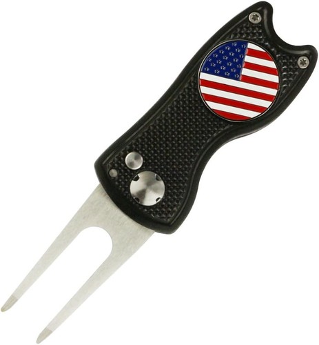 Foldable Golf Divot Repair Tool with Ball Marker Black-USA Flag | eBay