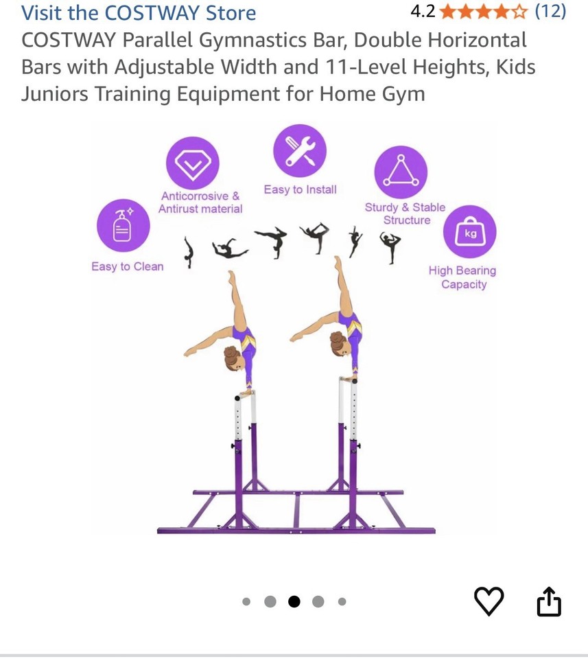 COSTWAY Parallel Gymnastics Bar, Double Horizontal Bars with Adjustable Width | eBay UK