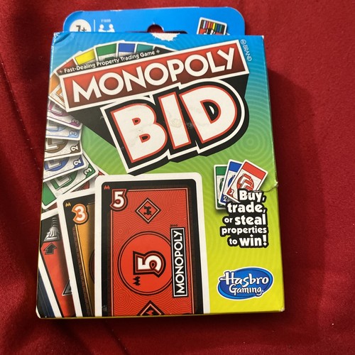 NEW Monopoly Bid Game, Quick-Playing Card Game for 4, Hasbro Sealed | eBay