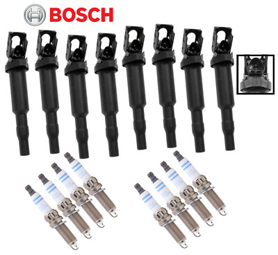 Ignition Coil + Spark Plug Double Platinum (8set) Bosch OEM for BMW M5 ...