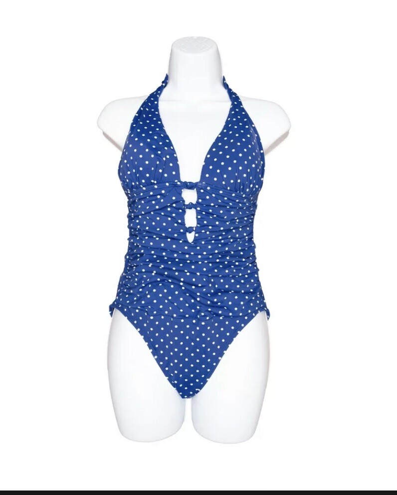 Ralph Lauren Blue Polka Dot Swimsuit One Piece Bathin Gem