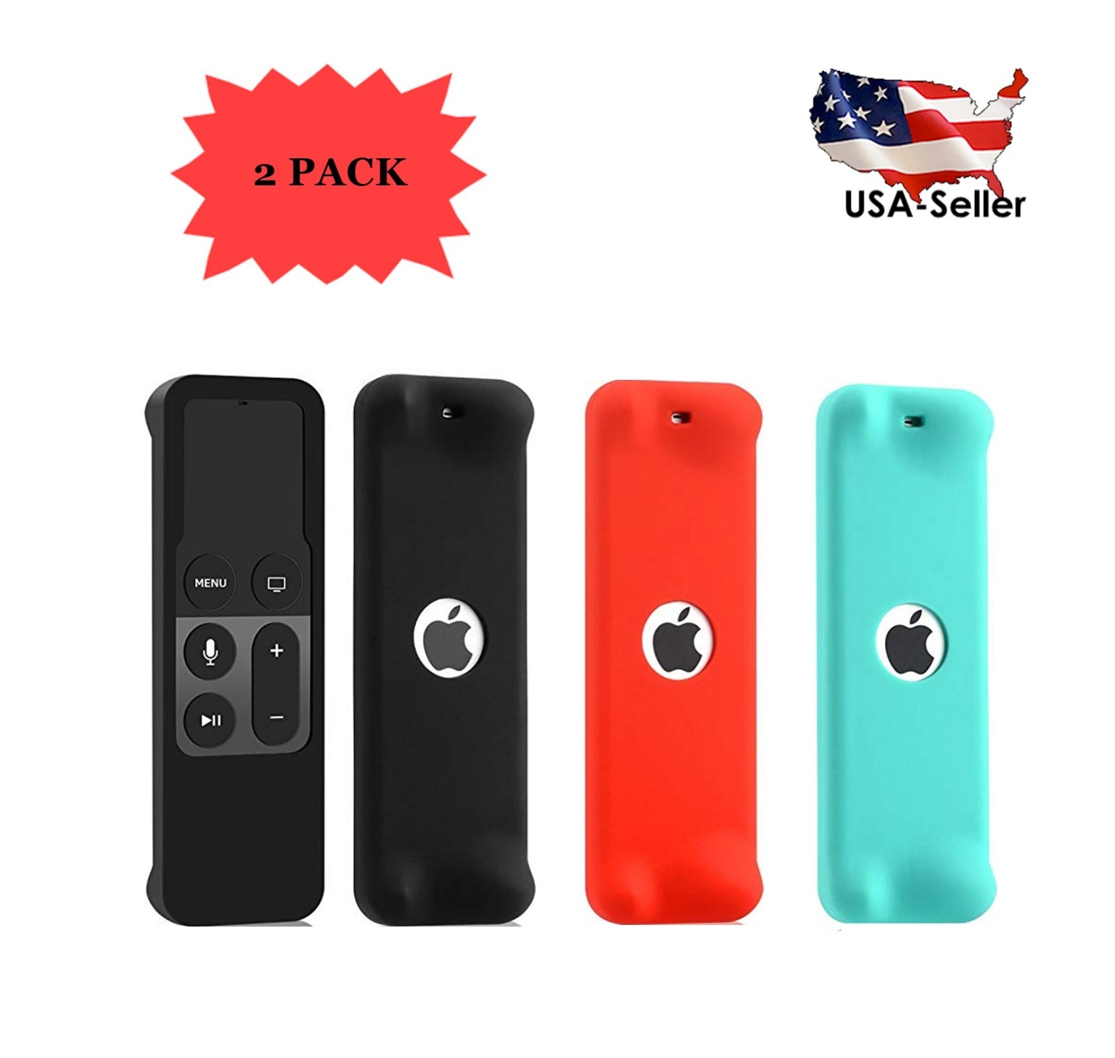 APPLE TV CASE COVER SILICONE SHOCK PROOF PROTECTIVE SLEEVE 2 PCS RED ...