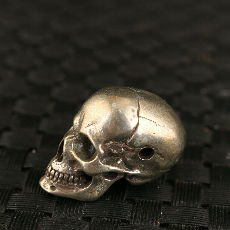 Antique Chinese Old Tibet Silver Hand Carved Skull Statue Netsuke ...