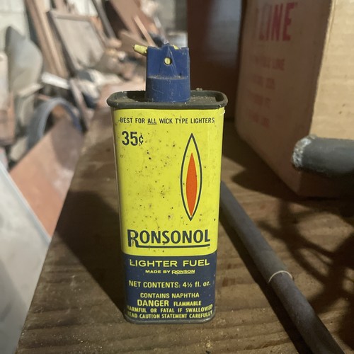 Vintage Ronsonol Lighter Fluid Tin Can 4 1/2 fl oz Ronson 35 Cent ...