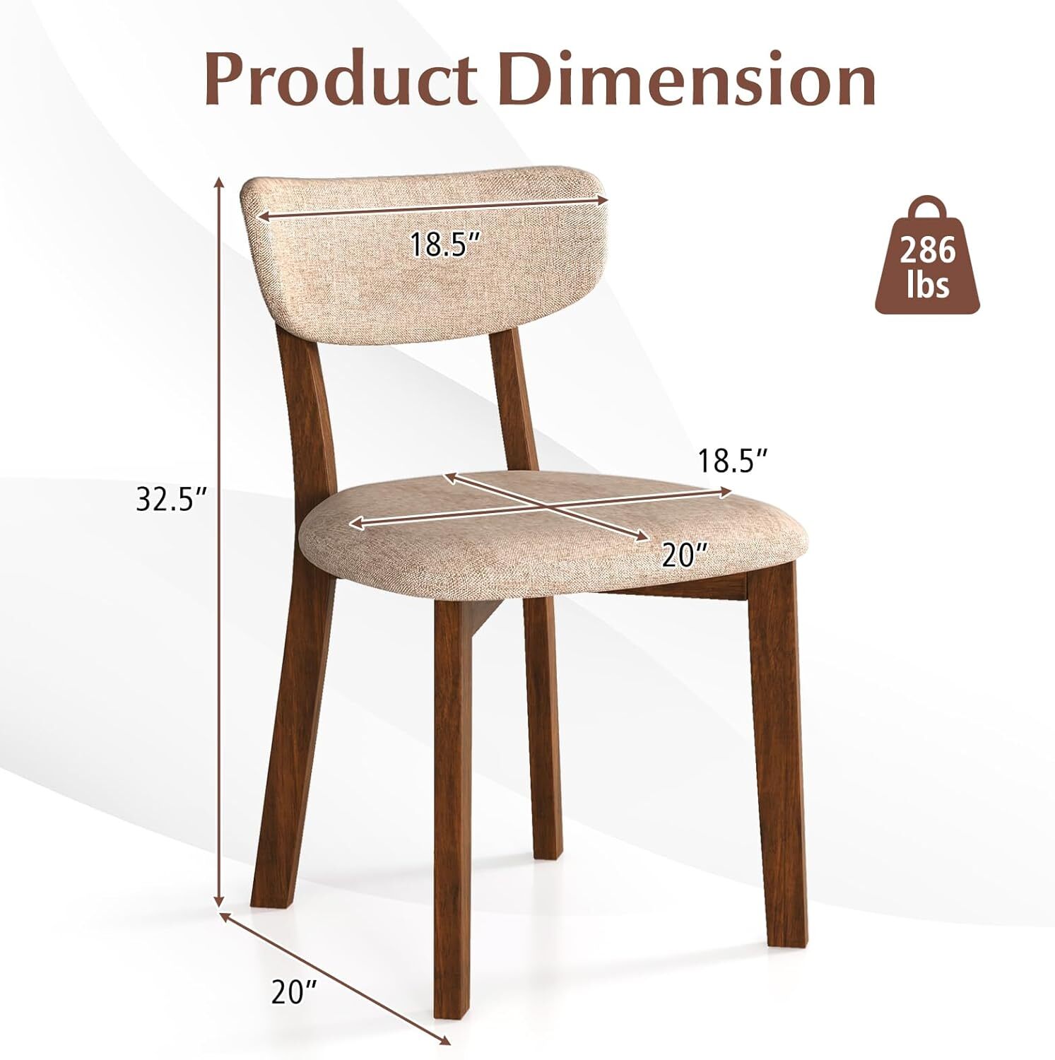 Giantex Wood Dining Chairs Set of 2, Wooden Dining Room Chair with ...