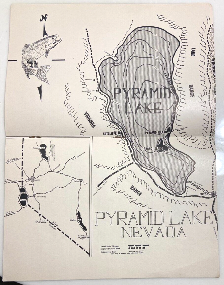 VINTAGE PYRAMID LAKE NEVADA FISHING & ANGLER'S GUIDE BROCHURE Trout ...