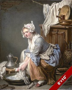 POOR MAID SERVANT GIRL DOING LAUNDRY ART DAILY LIFE PAINTING REAL ...
