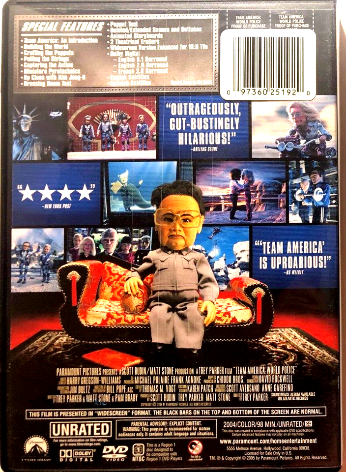 Team America (DVD, 2005, Widescreen Collection/Unrated) | eBay