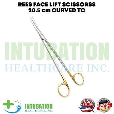 REES Face Lift Scissor 20.5cm Curved T/C Tip Stainless Steel Surgical ...