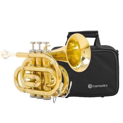 Harmonics Small Trumpet HMT-500L Bb Mini Pocket Trumpet Gold Lacquer ...