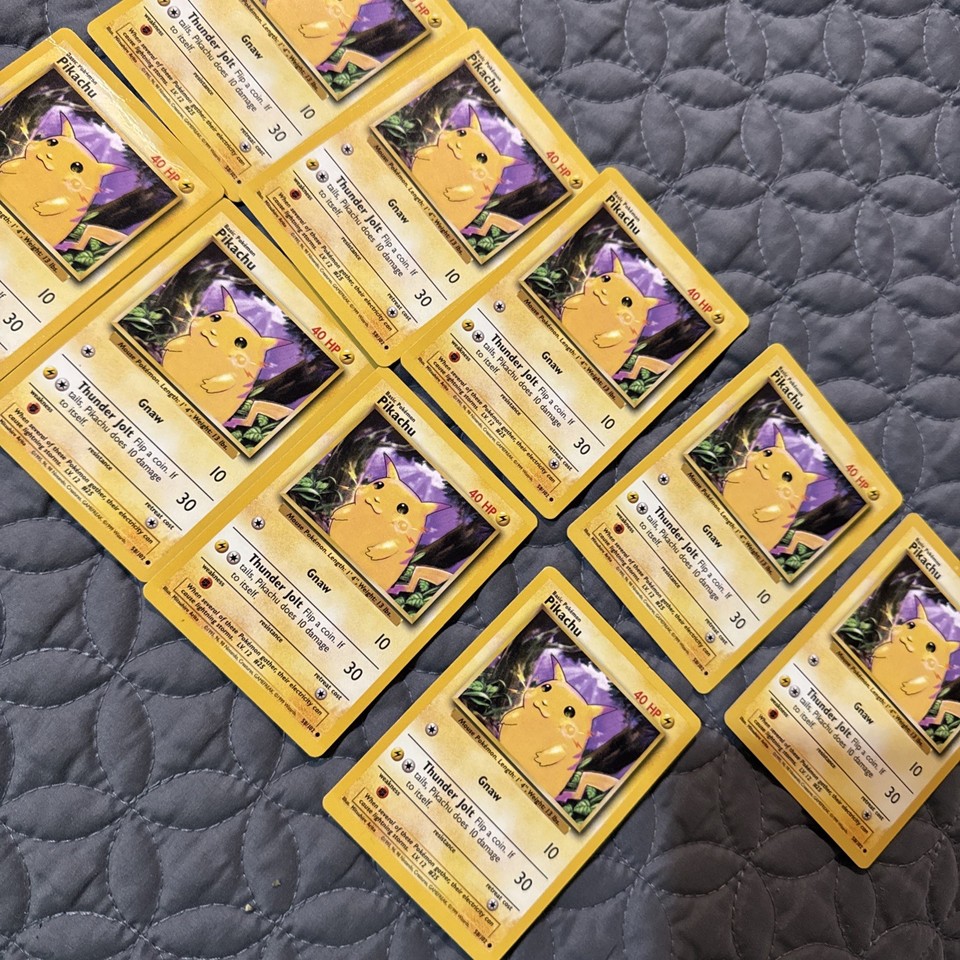 1995 Basic Pokemon Card Yellow Cheeks Pikachu 58/102 Lot Of 9 Great ...