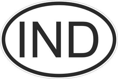 OVAL sticker flag country code bumper decal car laptop india indian IND ...