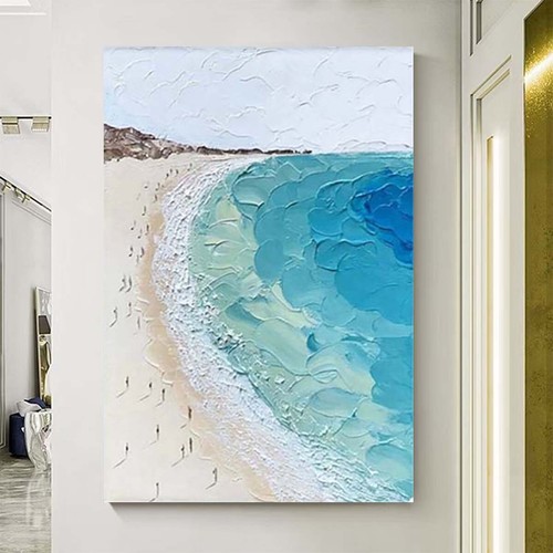 Large Wall Decoration Mural Handmade Abstract Beach Canvas Art Poster ...