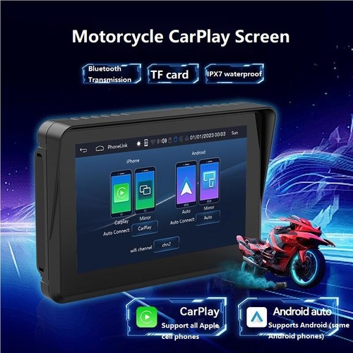 5" Waterproof Motorcycle Navigator Portable Wireless CarPlay Android ...