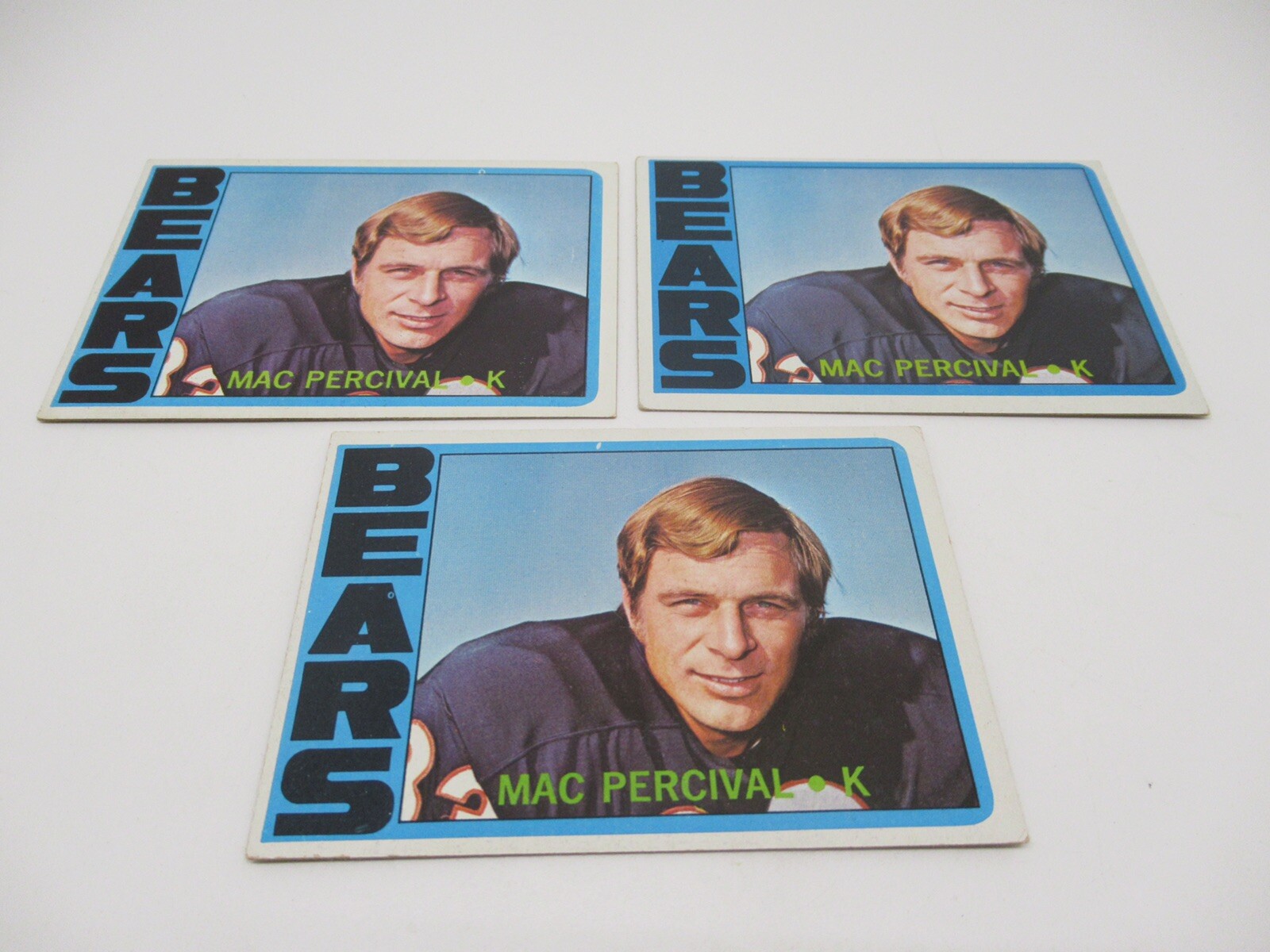 Mac Percival 1972 LOT of 3 Chicago BEARS Topps # 41 NFL Football Card's ...