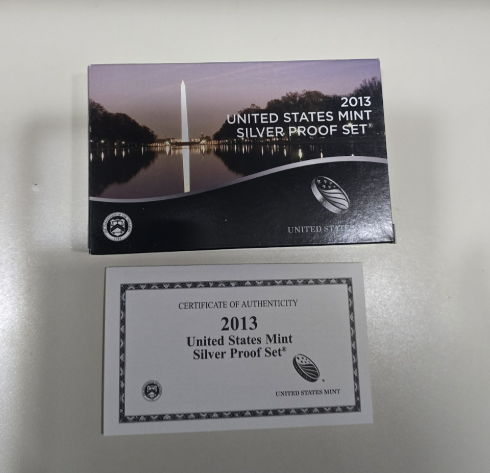2013 SILVER US PROOF SET IN ORIGINAL MINT BOX, WITH COA, FULL 14 COIN ...