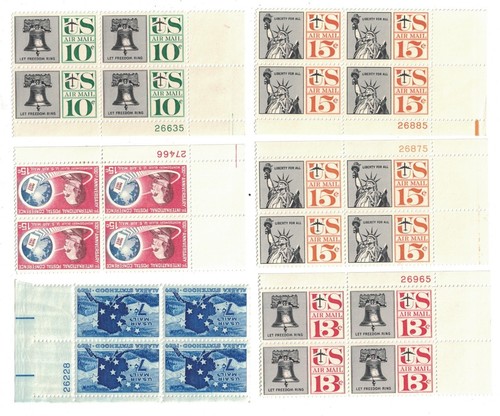 LOT OF U.S. AIRMAIL STAMP BLOCKS MNH SEE 3 SCANS WITH TABS SERIAL ...