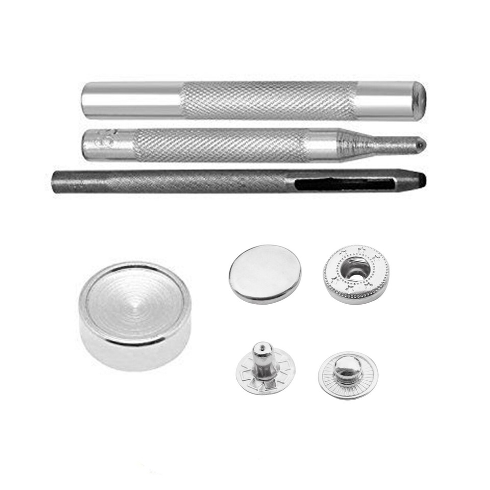 40pcs S Spring Snap Fasteners Press Studs Kit with Tool Metal Buttons ...
