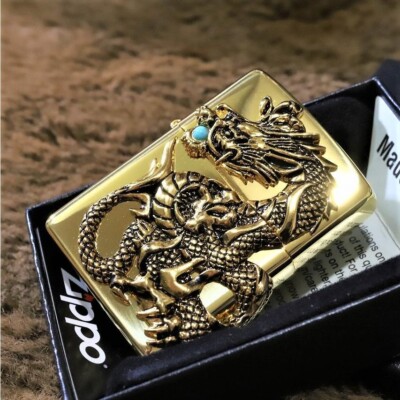 Cragon Metal Gold Turquoise Limited Zippo Oil Lighter MIB | eBay