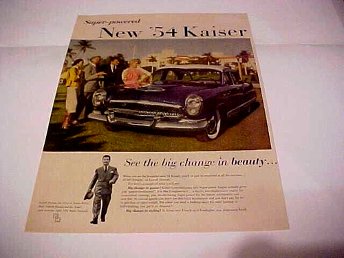 KAISER AUTOBILE AD "NEW '54 KAISER" FULL PAGE MAGAZINE AD | eBay