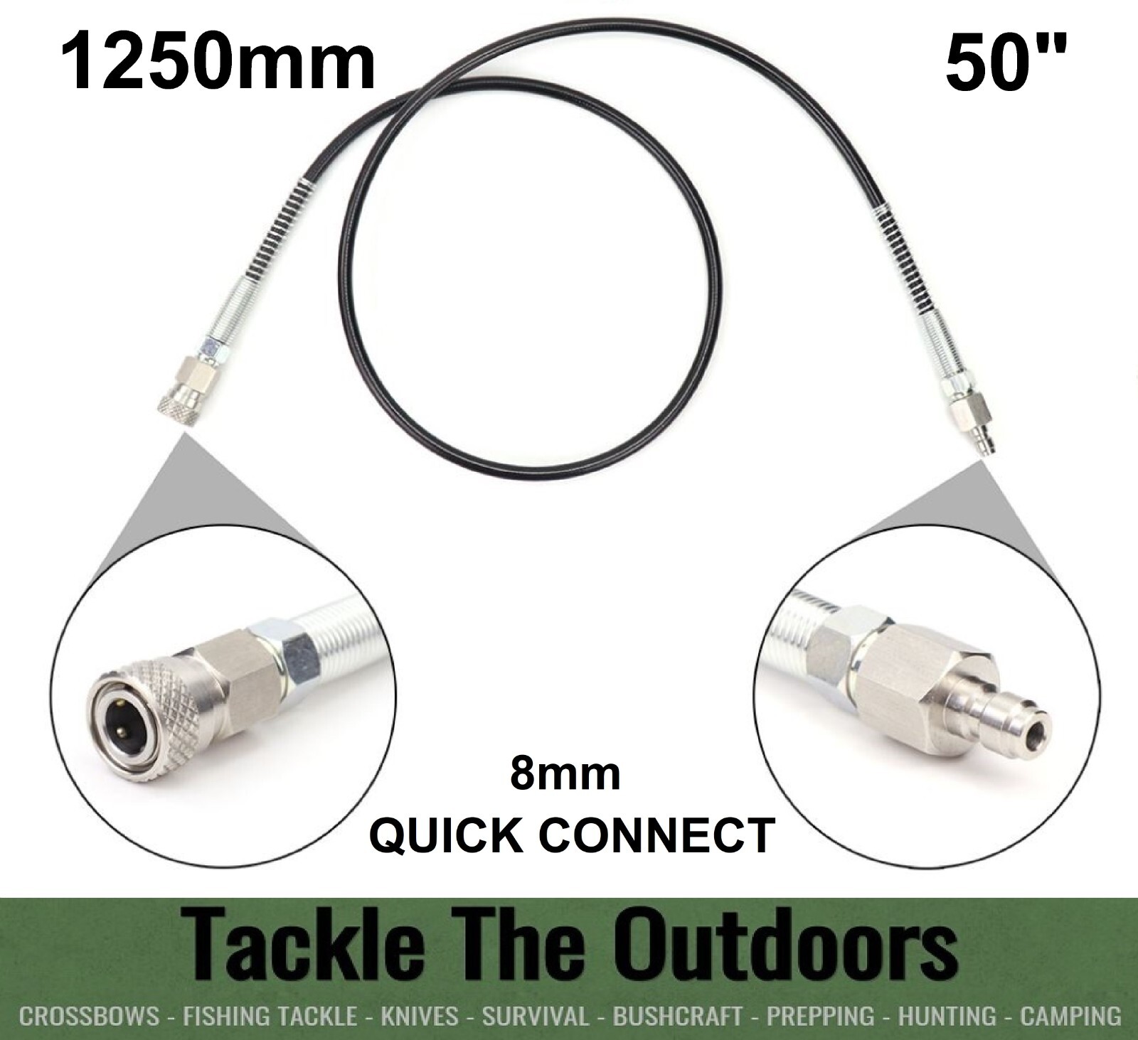 PCP Air Rifle Fill Hose Filling Whip 8mm QD 1.25 Meter Quick Coupler ...