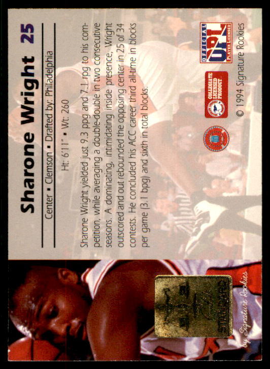 1994 Signature Rookies Gold Standard #25 Sharone Wright CLEMSON | eBay