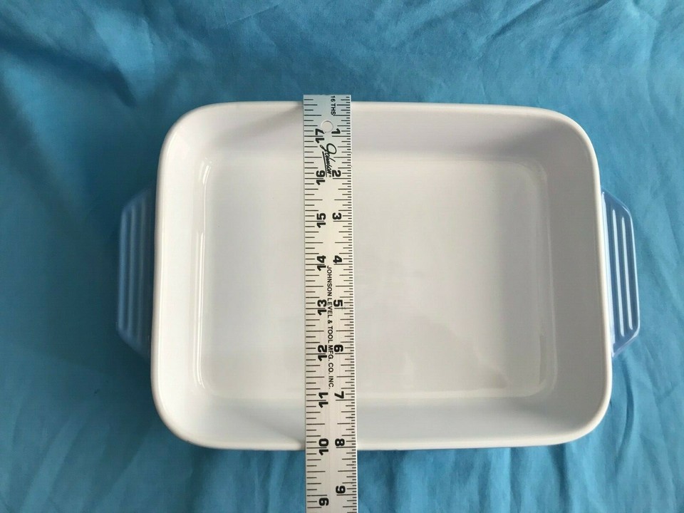New 11" x 7" Rectangle Blue Stoneware / Ceramic Baking Pan / Dish w ...