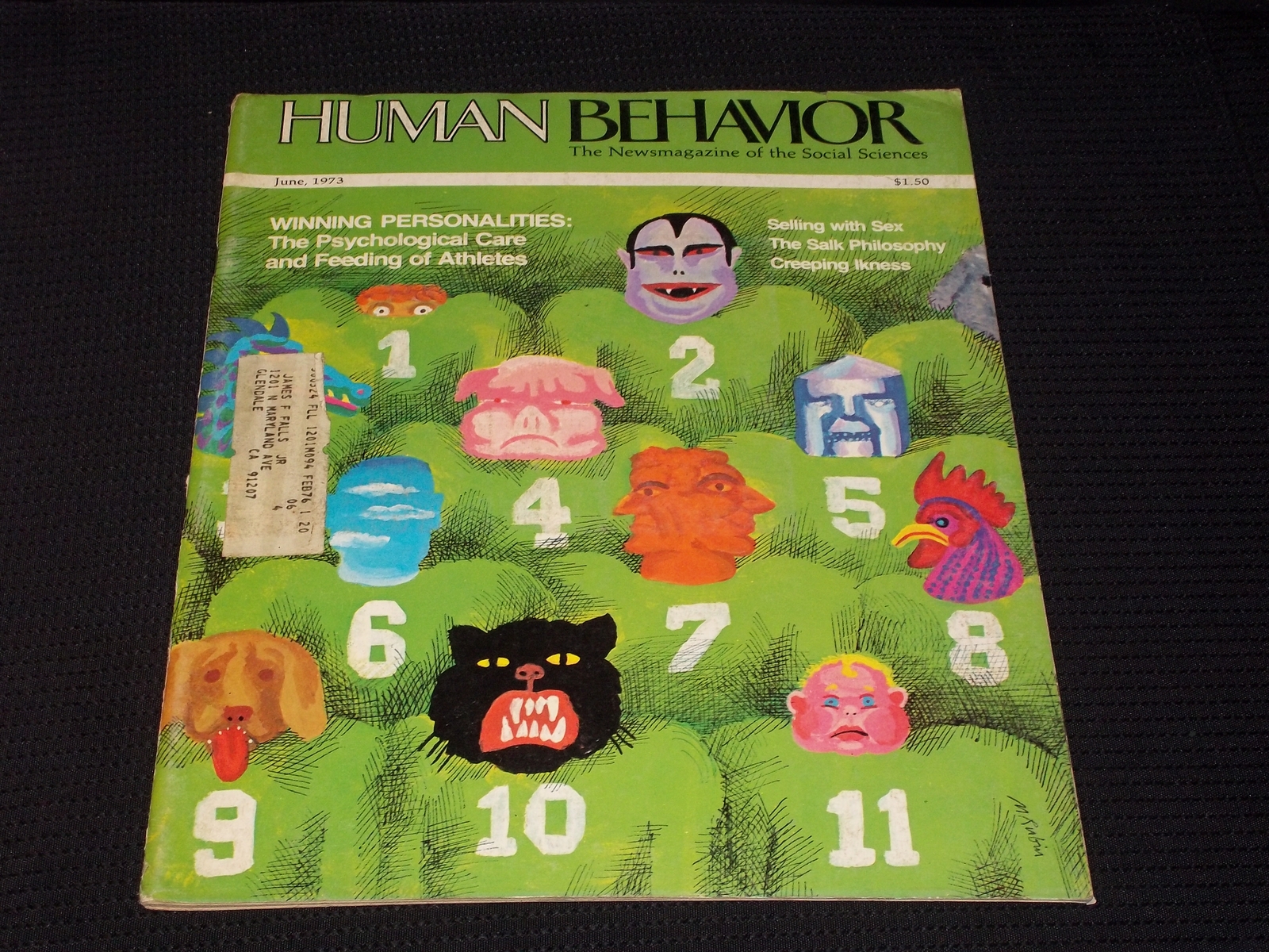 1973 JUNE HUMAN BEHAVIOR MAGAZINE - WINNING PERSONALITIES FRONT COVER ...