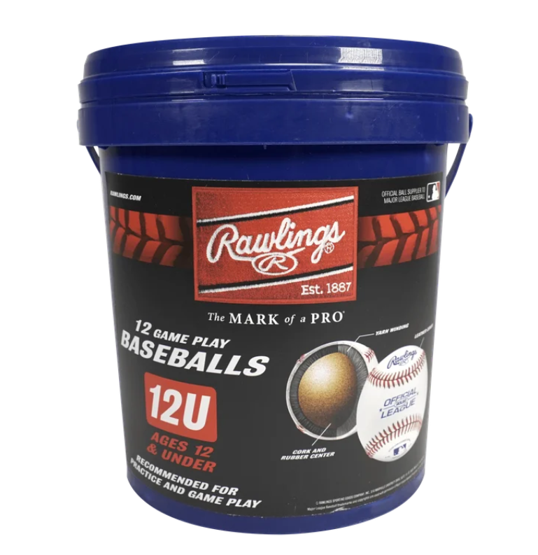 Rawlings ROLB2 12U Official League Youth Practice Baseball Bucket, 12 ...