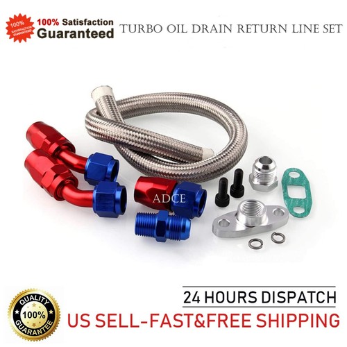 10AN TURBO OIL DRAIN RETURN LINE KIT+FITTING/ADAPTER TURBOCHARGER GT45 ...
