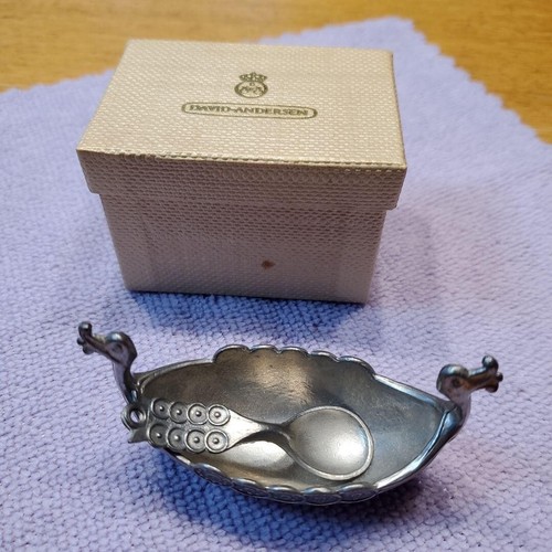 David Anderson Viking Ship Salt Cellar Spoon Silver Norway Vintage | eBay
