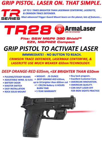 ArmaLaser TR28 TR28S Red Laser for S&W EQUALIZER M&P EZ 380 & MP9 ...