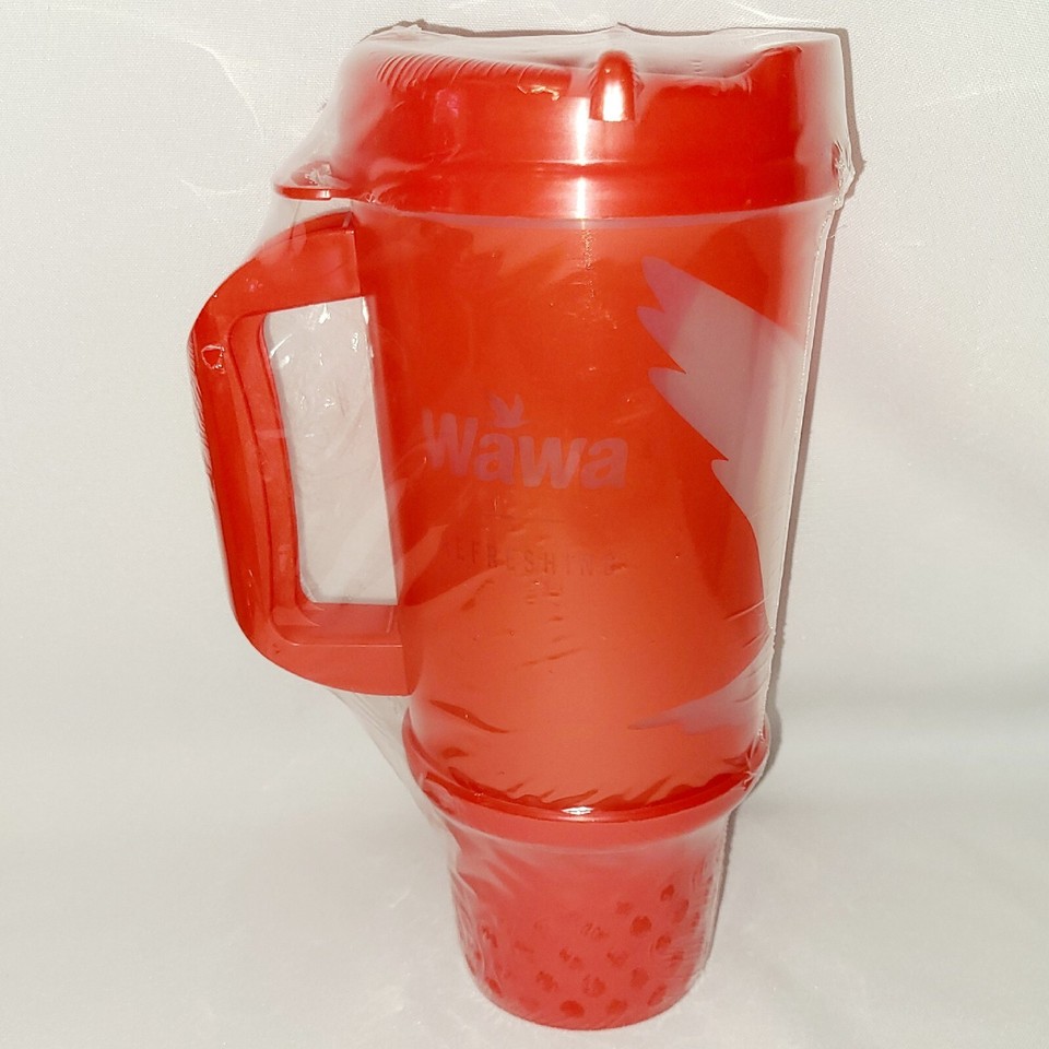 WAWA Official Travel Tumbler With Lid 32 oz Cold Drinks Cup Red Mug w ...