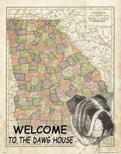Georgia State Map Bulldog Football Art Print Welcome To The Dawg House ...