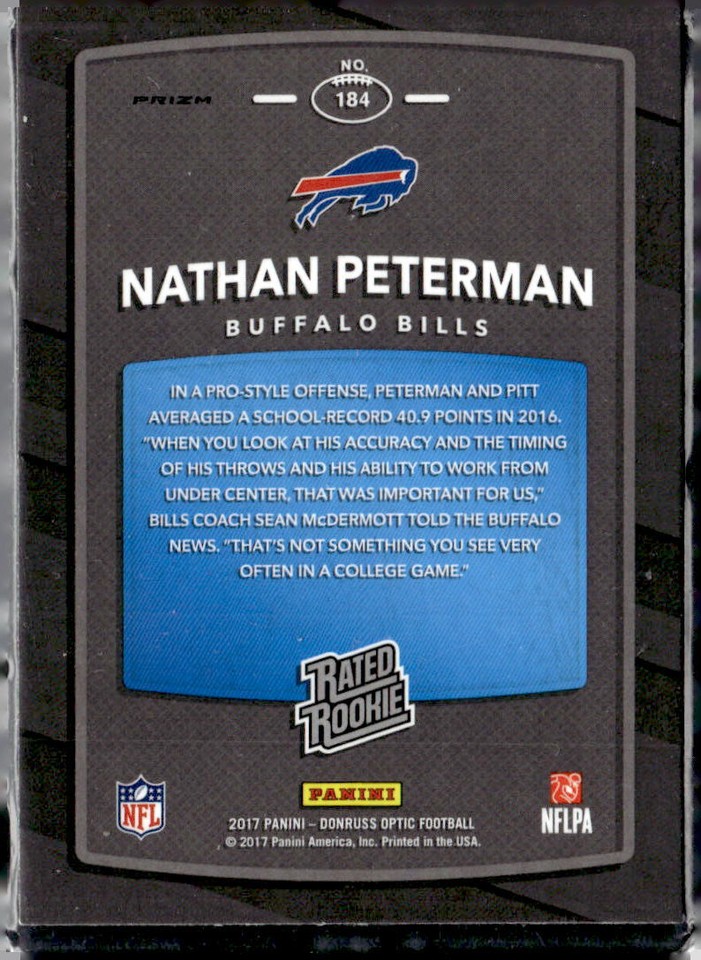 2017 Donruss Optic #184 Nathan Peterman Holo | eBay