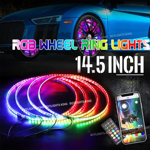 14.5 LED Wheel Ring Lights Strobe Chasing RGB Color Rim Bluetooth ...