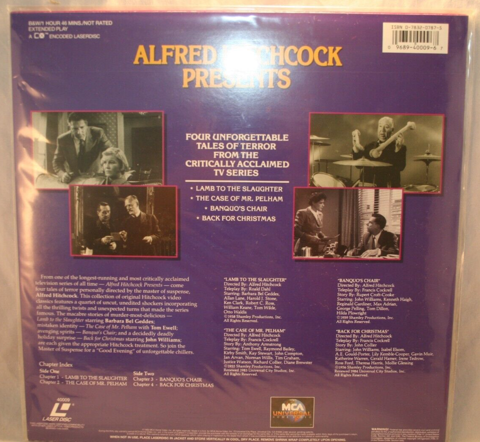 Laserdisc j * Alfred Hitchcock Presents * Four Unforgettable Tales of ...